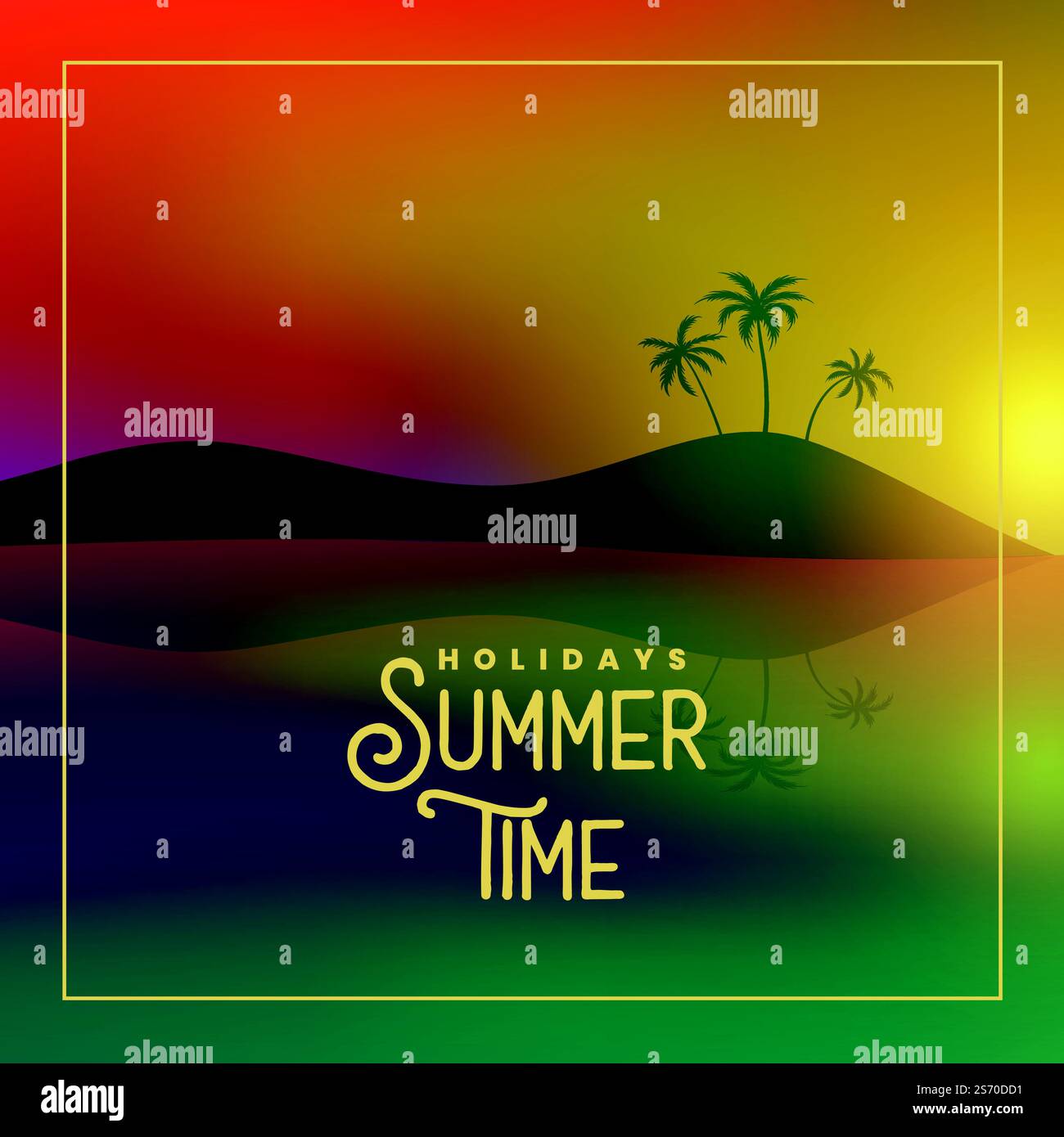 summer time poster with beach sunset scene Stock Vector Image & Art - Alamy