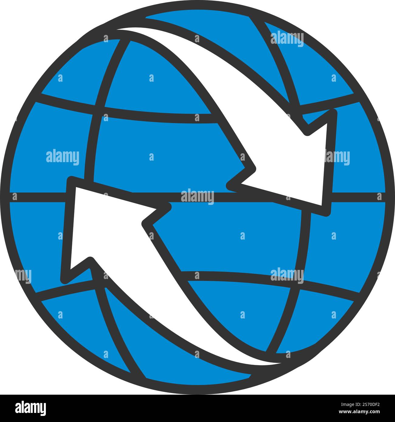 Icon Of Globe With Arrows. Editable Bold Outline With Color Fill Design ...