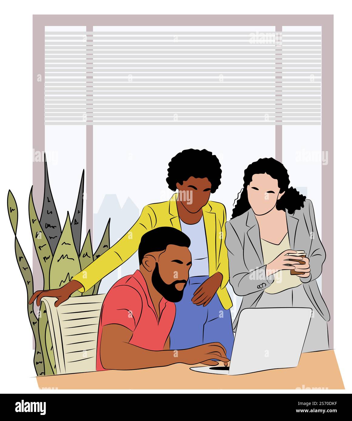 Caucasian business man women african Stock Vector Images - Alamy