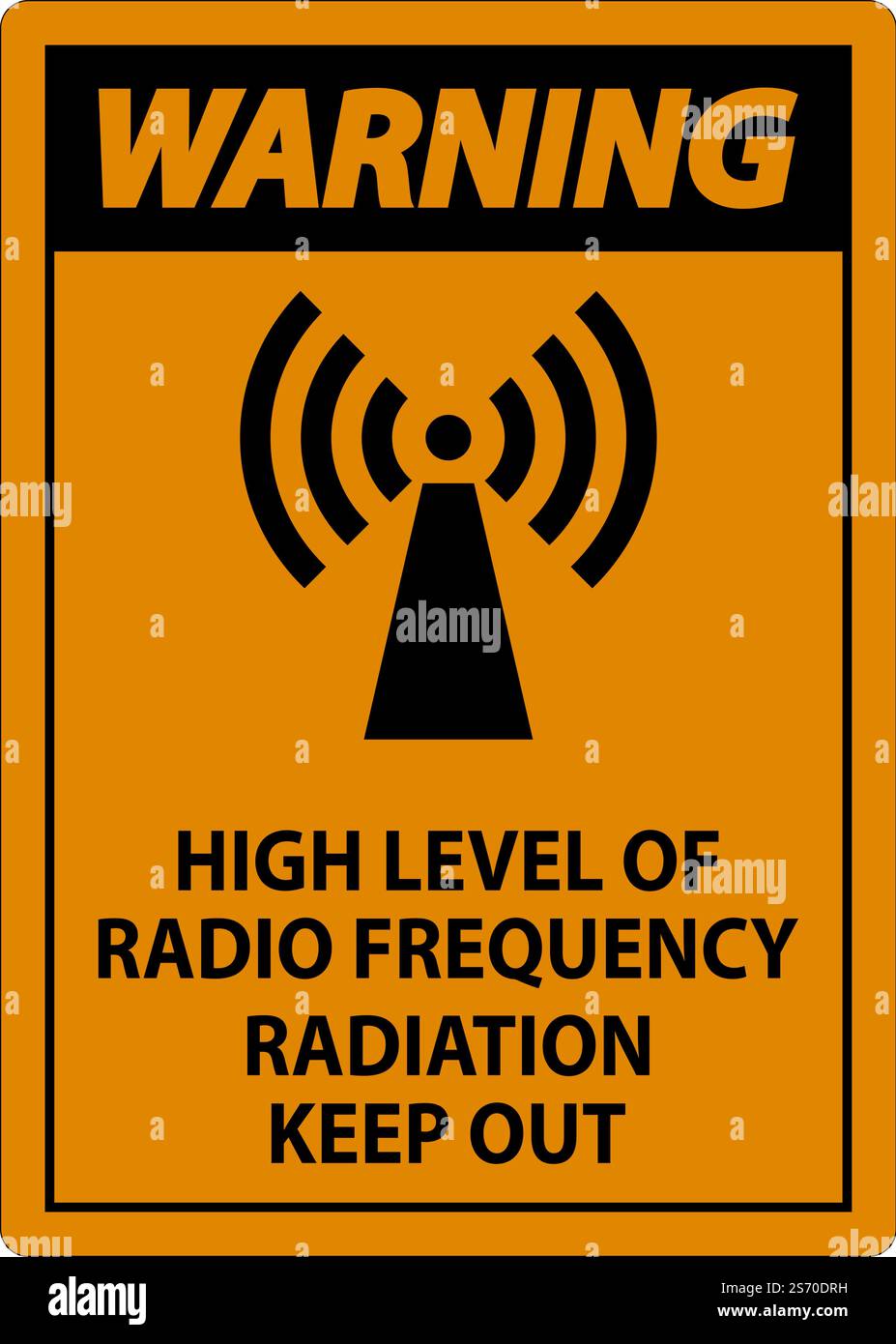 Warning High Level of RF Radiation Sign On White Background Stock ...