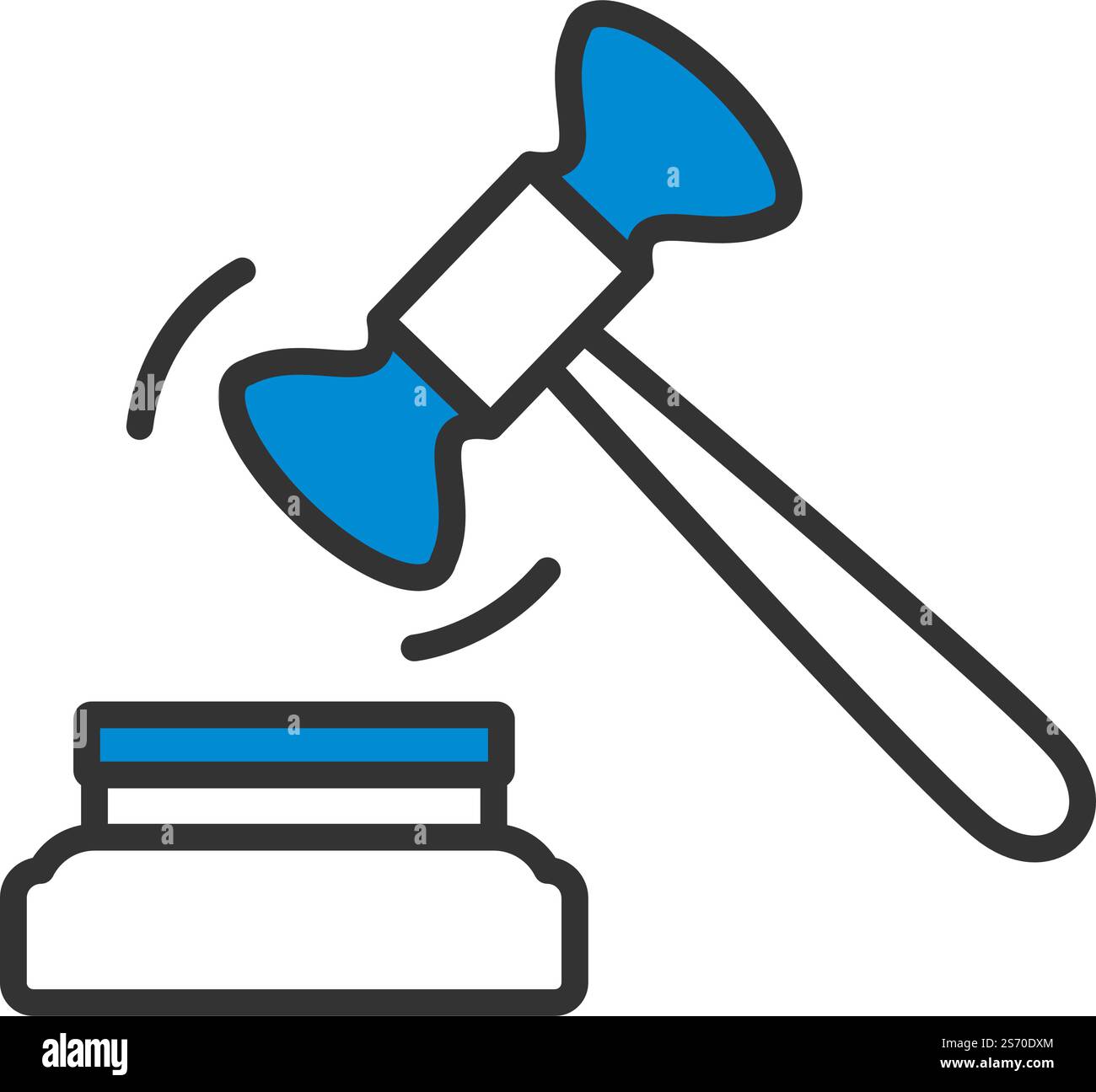 Judge Hammer Icon. Editable Bold Outline With Color Fill Design. Vector ...