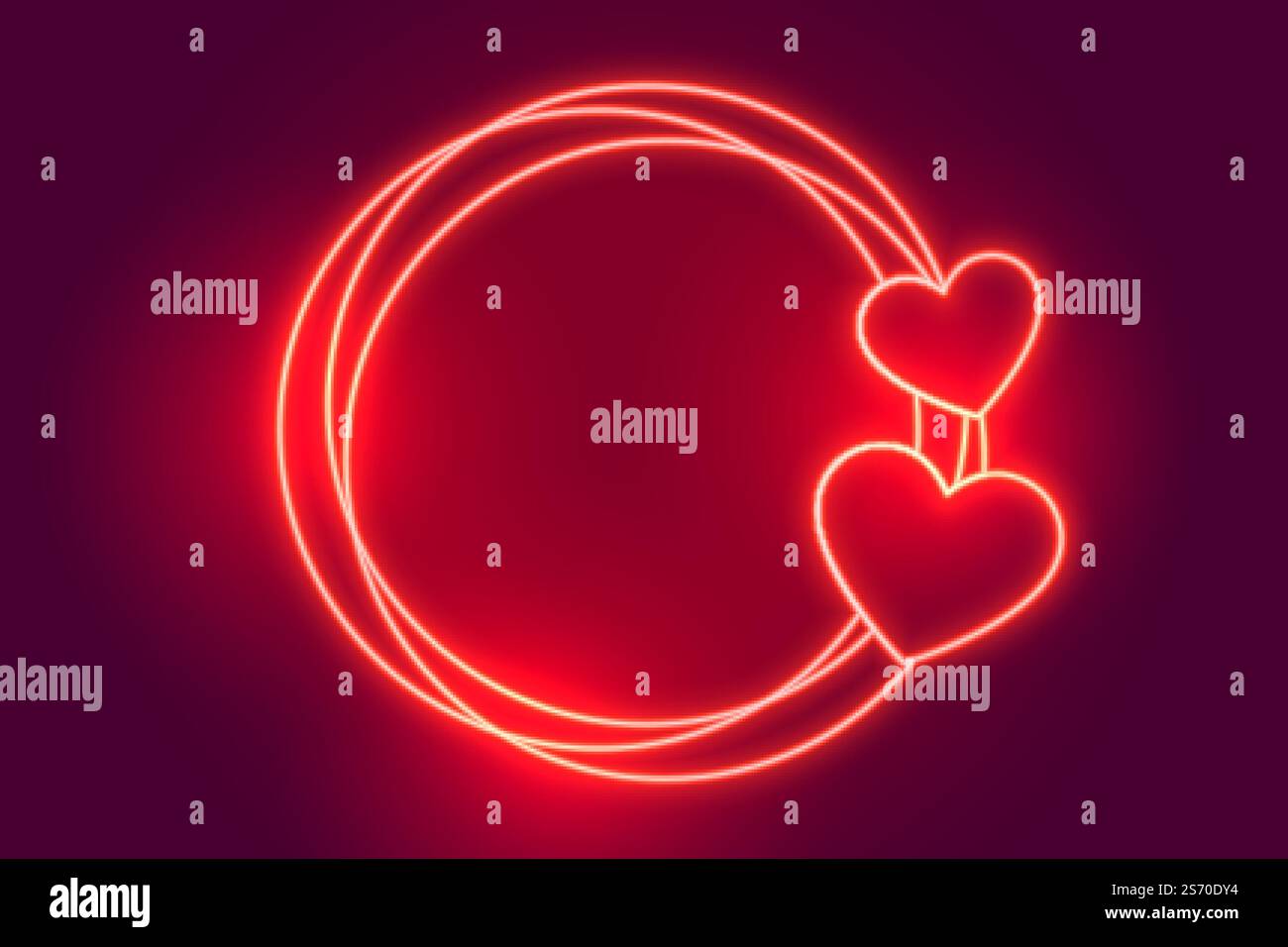 glowing red neon hearts frame with text space Stock Vector Image & Art ...