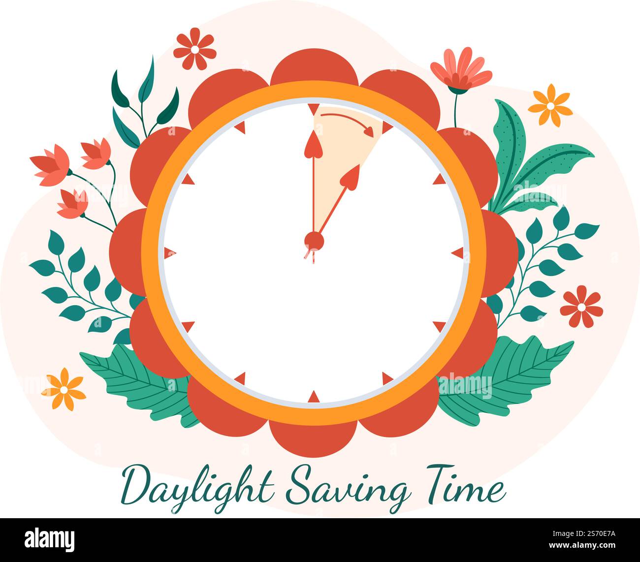 Daylight Savings Time Hand Drawn Flat Cartoon Illustration with Alarm ...