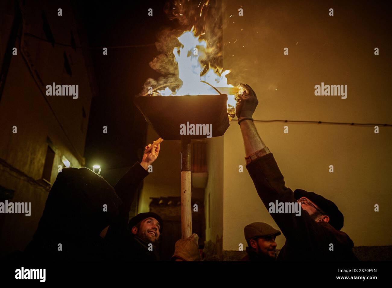 Forcall, Spain. 17th Jan, 2025. Cremallers, are the fire bearers ...