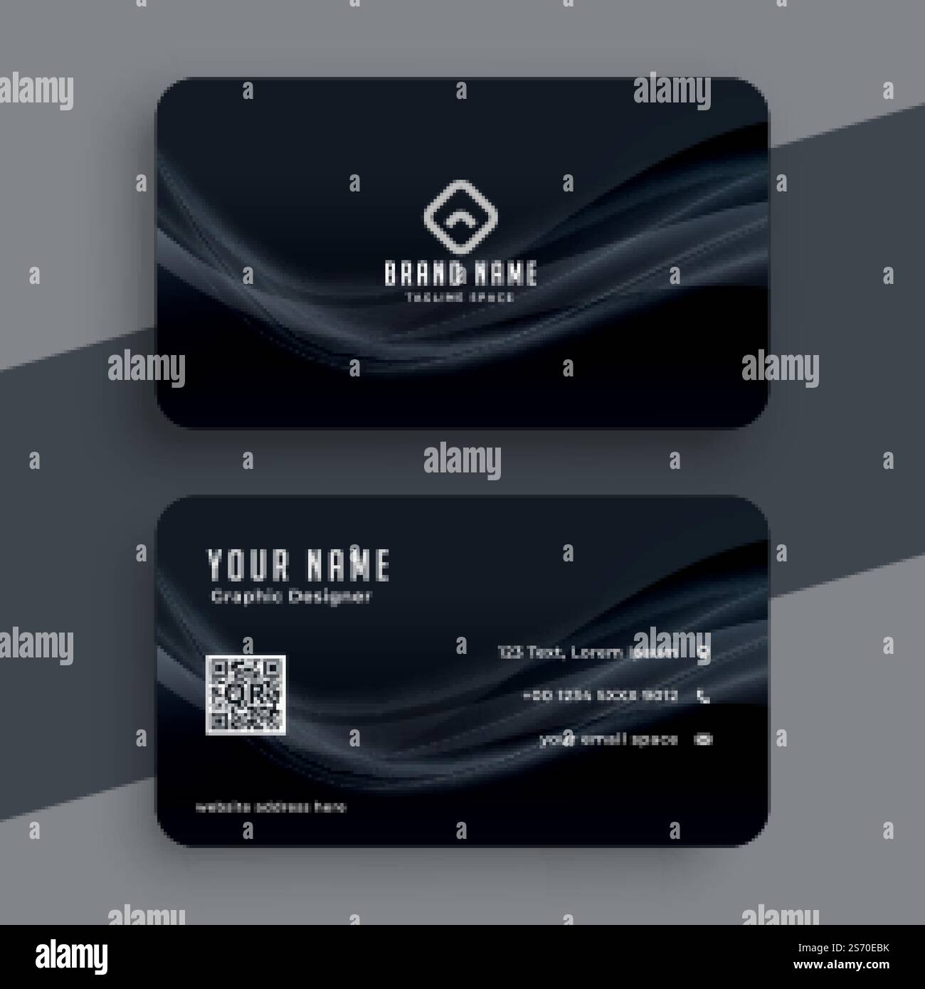 dark business card with wavy lines design Stock Vector Image & Art - Alamy