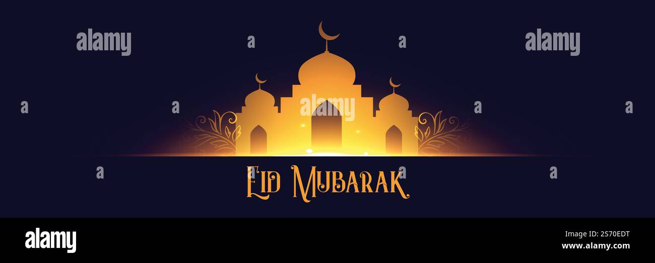 glowing golden mosque banner design Stock Vector Image & Art - Alamy