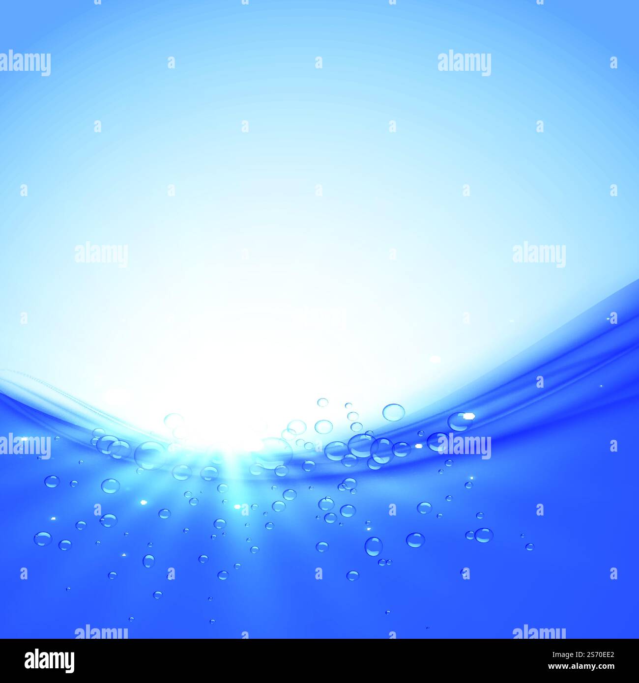 water wave and bubbles with sun rays background Stock Vector Image ...