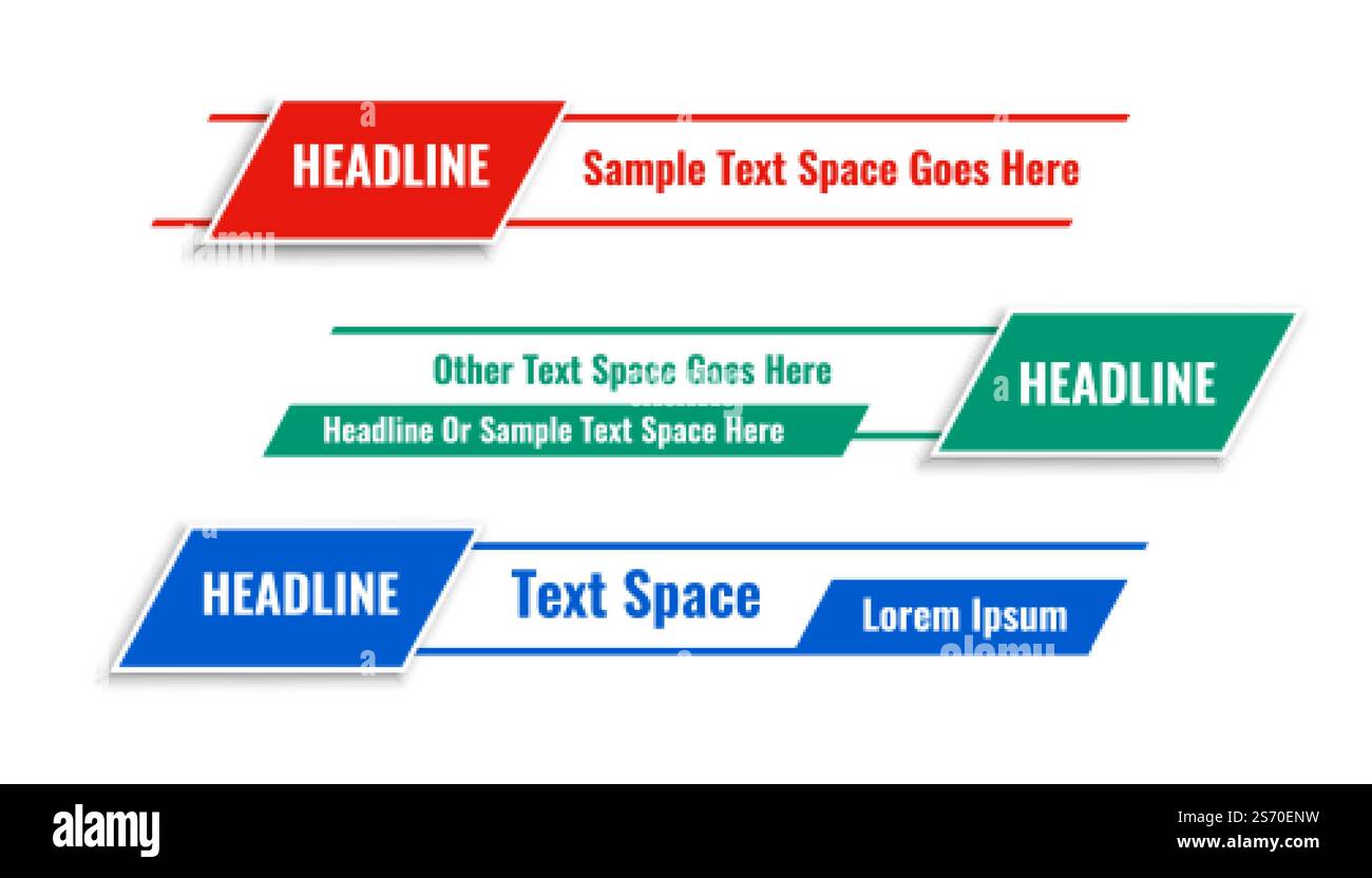 modern geometric lower third banners in three colors Stock Vector Image ...