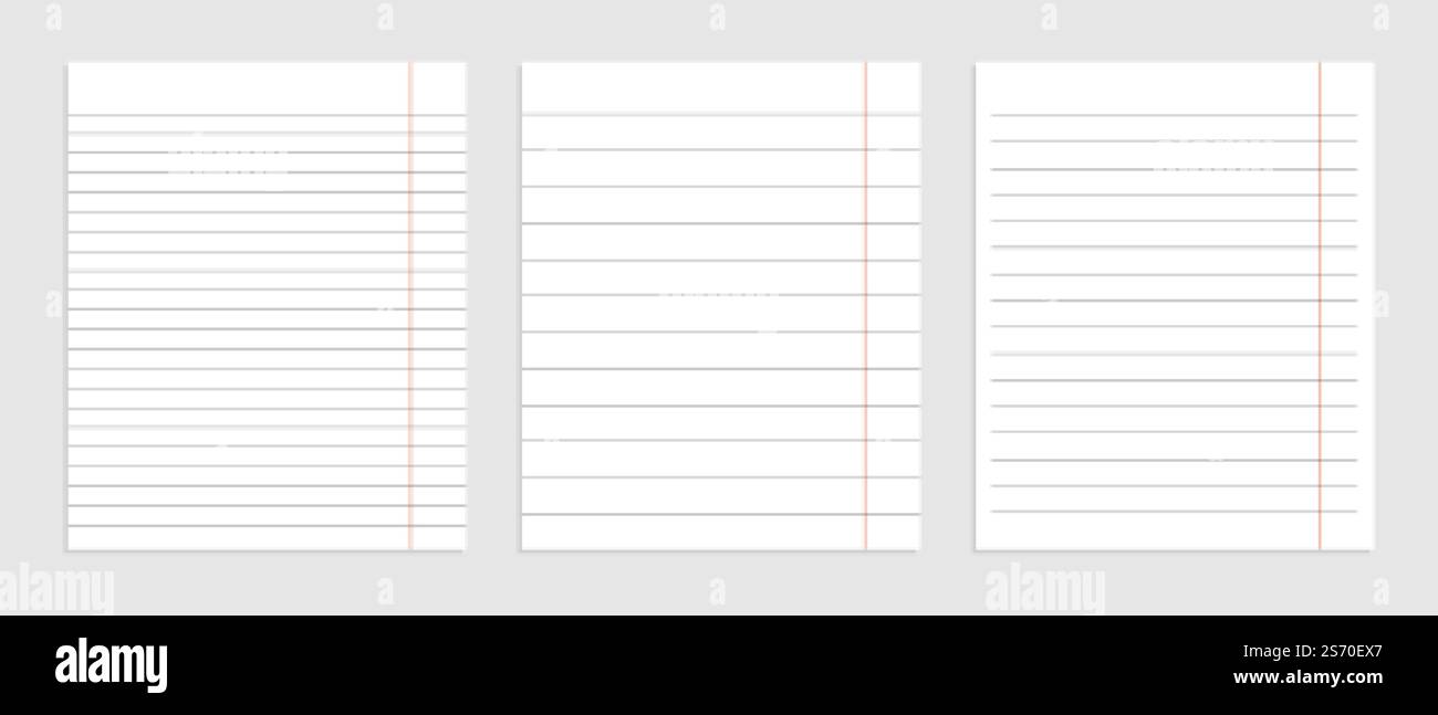 realistic set of blank paper line sheets Stock Vector Image & Art - Alamy
