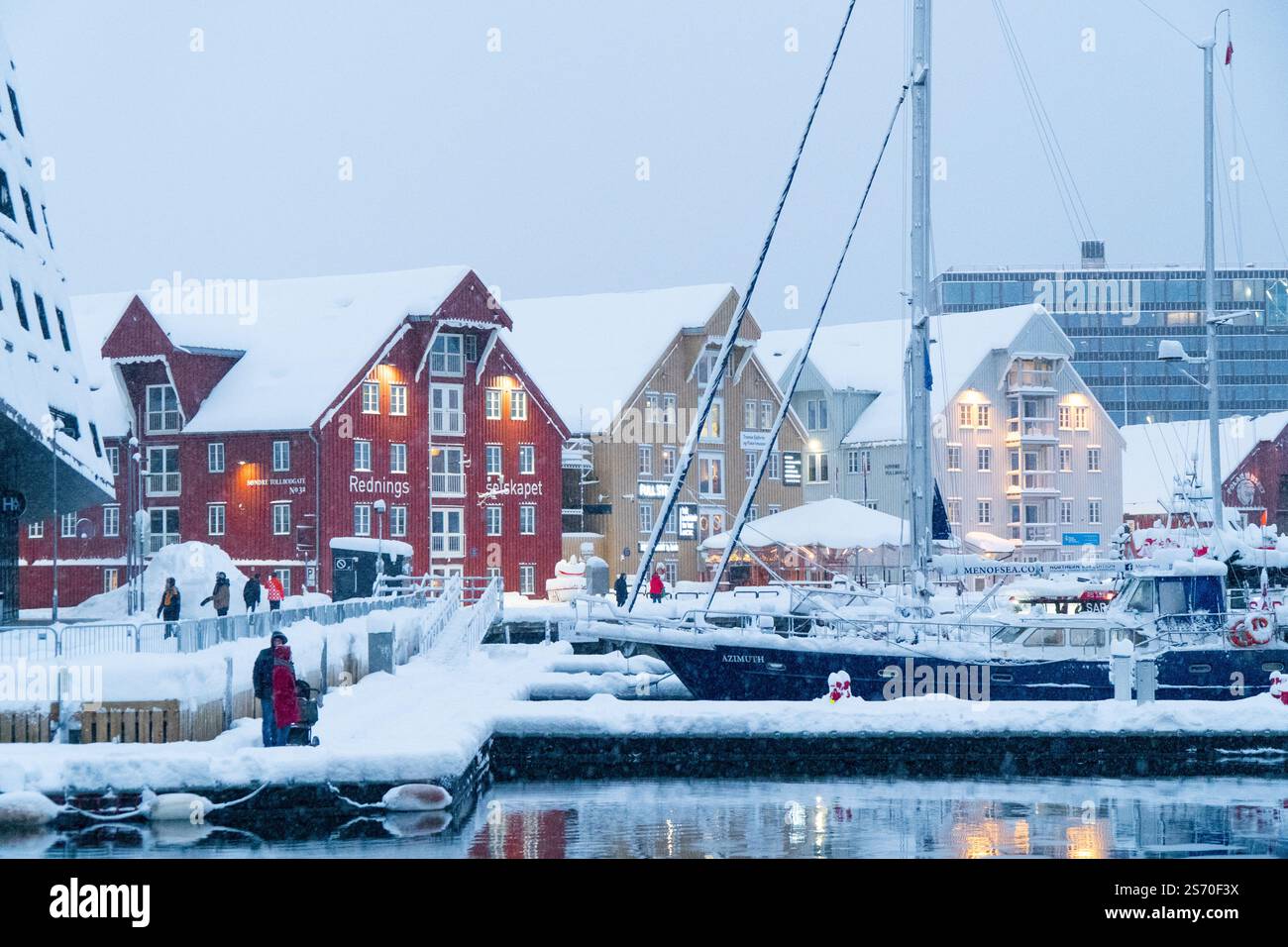 Tromsø, Norway - January 12th 2024: Main harbour of Tromsø, with ...