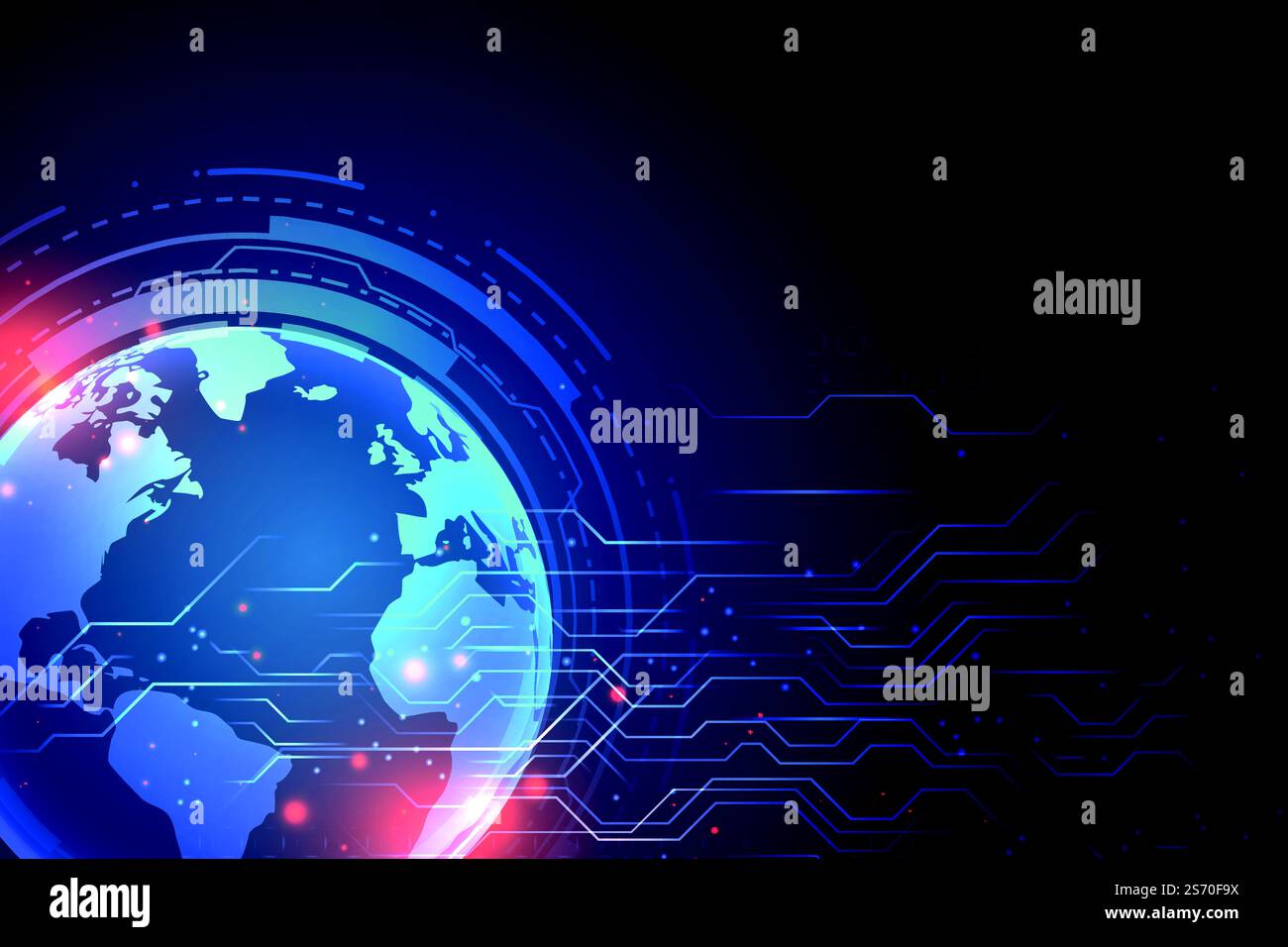 technology background with earth and circuit diagram Stock Vector Image ...
