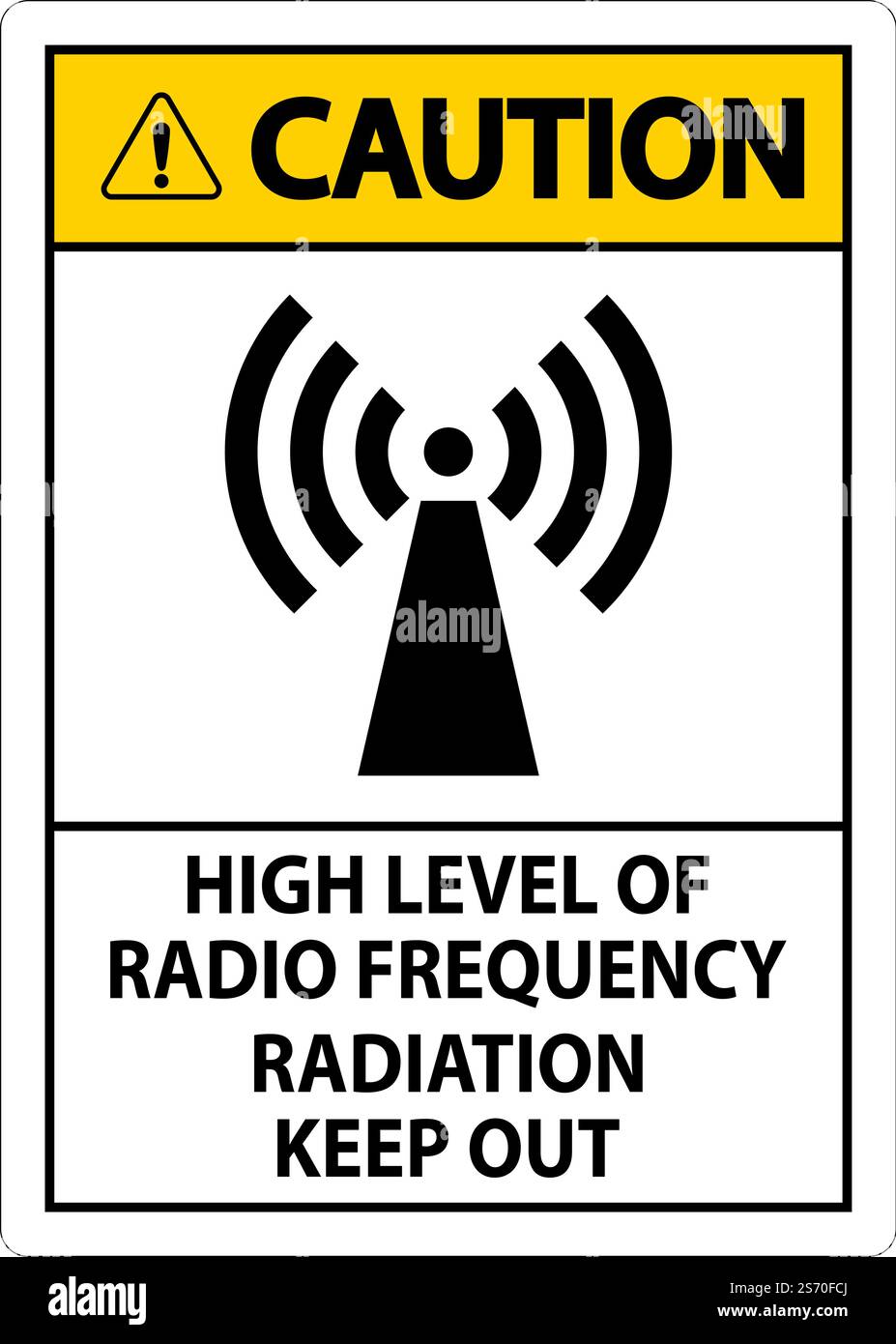 Caution High Level of RF Radiation Sign On White Background Stock ...