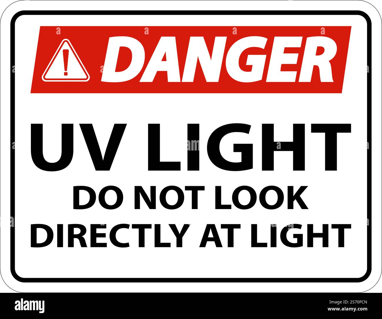 UV Light Do Not Look Directly At Light Sign On White Background Stock ...
