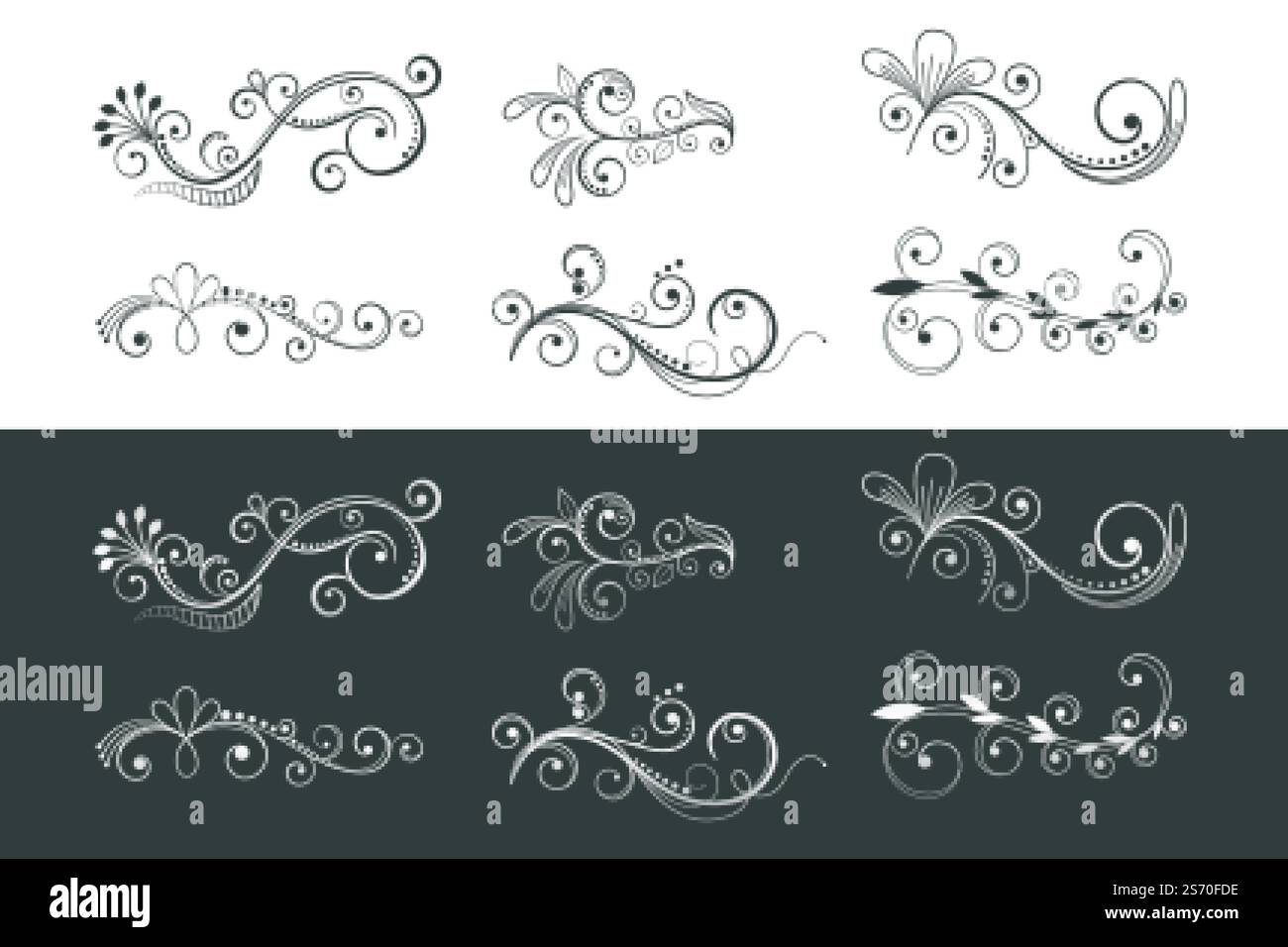 ornamental floral decoration swirl pattern collection design Stock ...