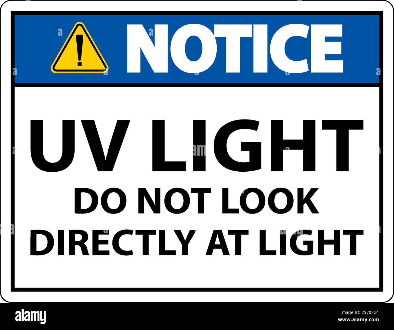 UV Light Do Not Look Directly At Light Sign On White Background Stock ...
