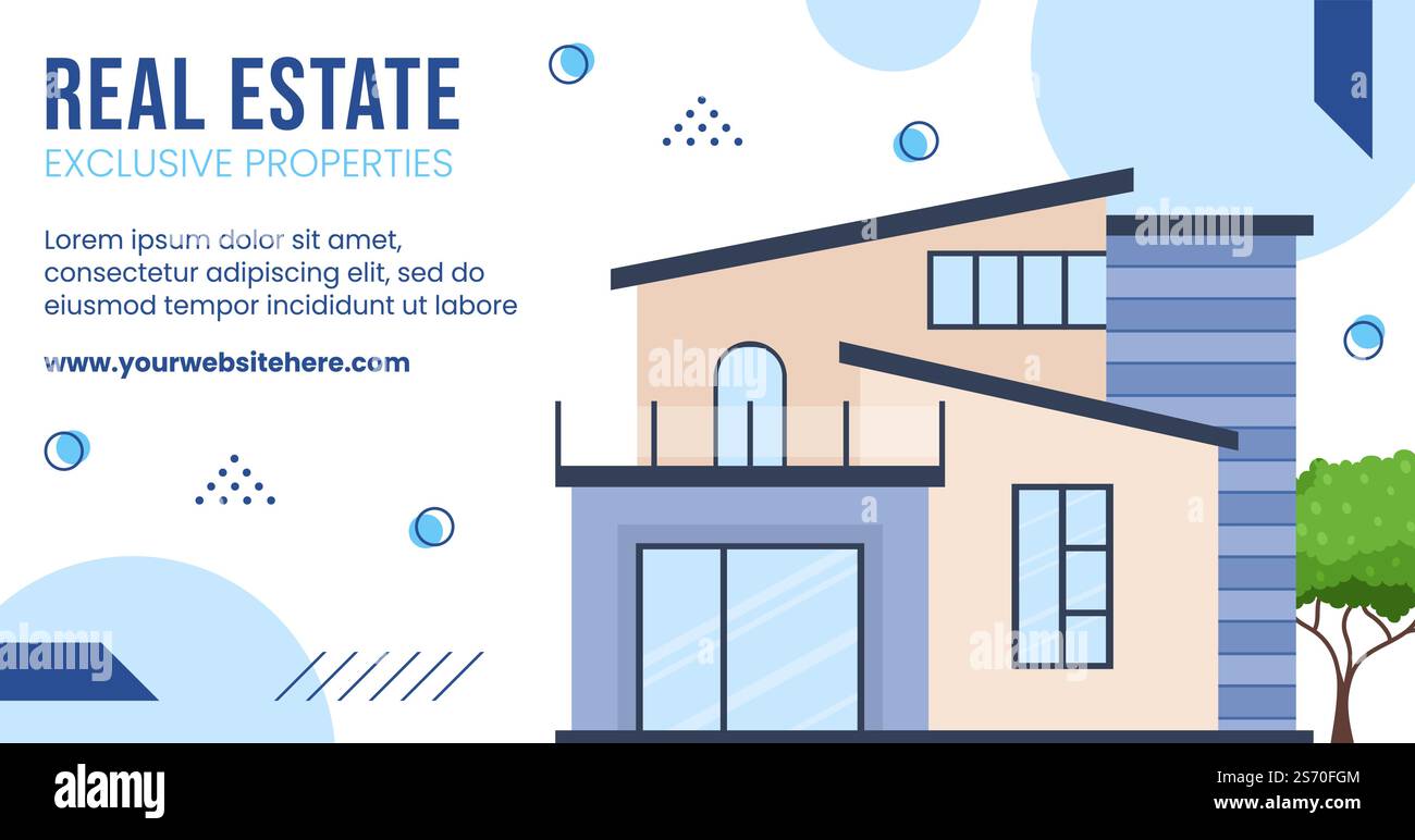 Real Estate and Modern Home Post Template Hand Drawn Cartoon Flat ...