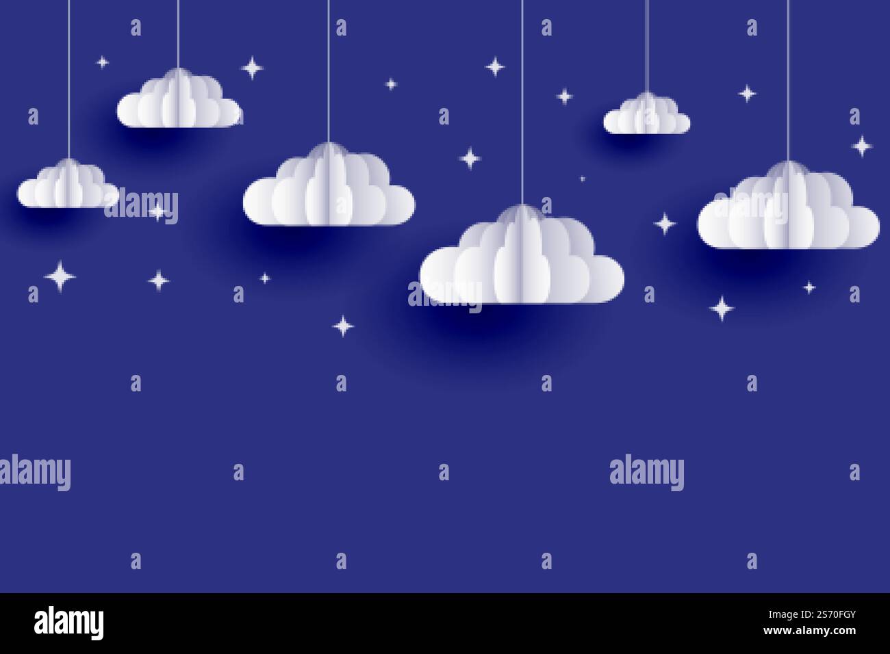 clouds and stars background in papercut style Stock Vector Image & Art ...