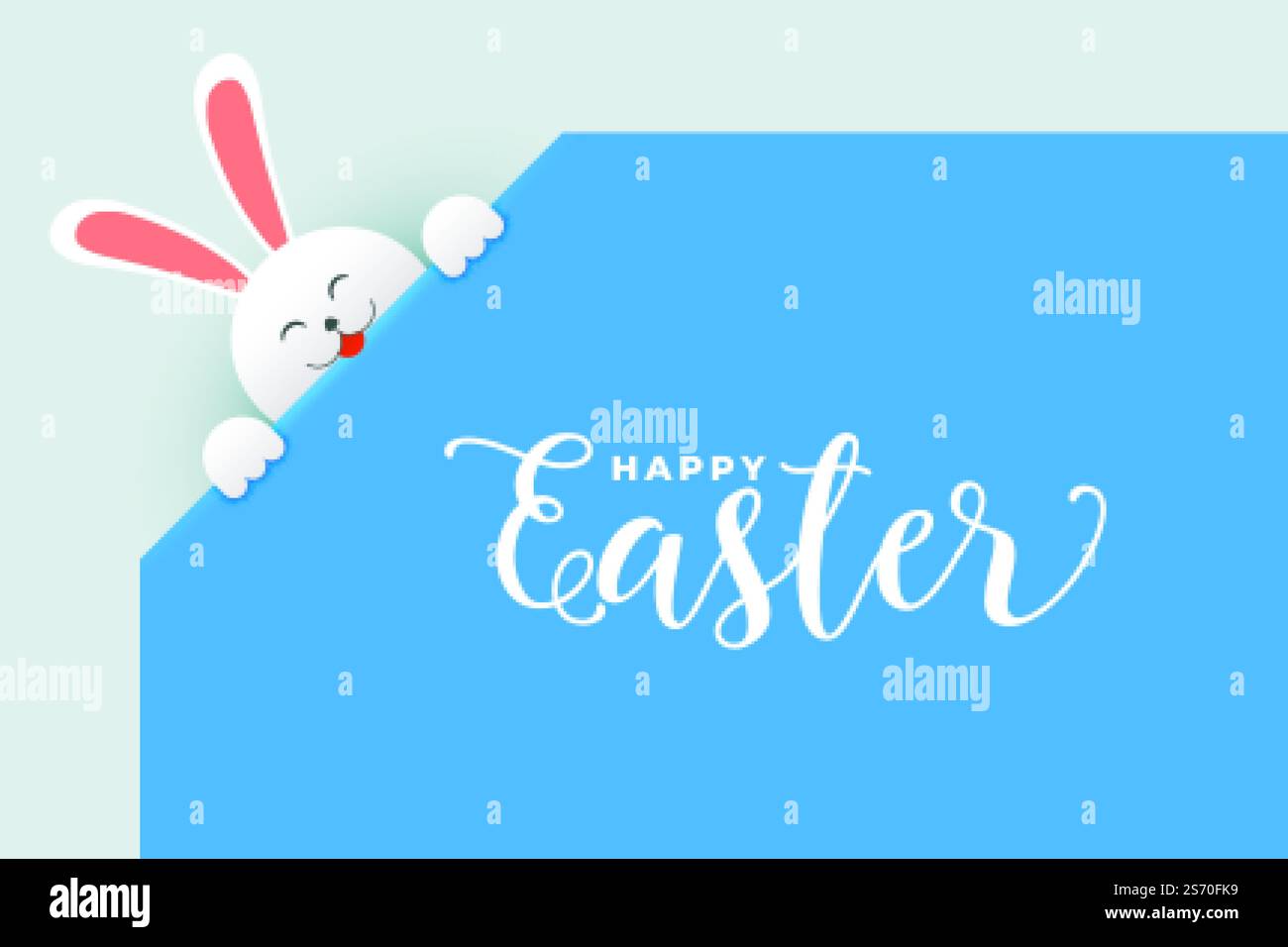 cute rabbit bunny peeping out easter day poster Stock Vector Image ...