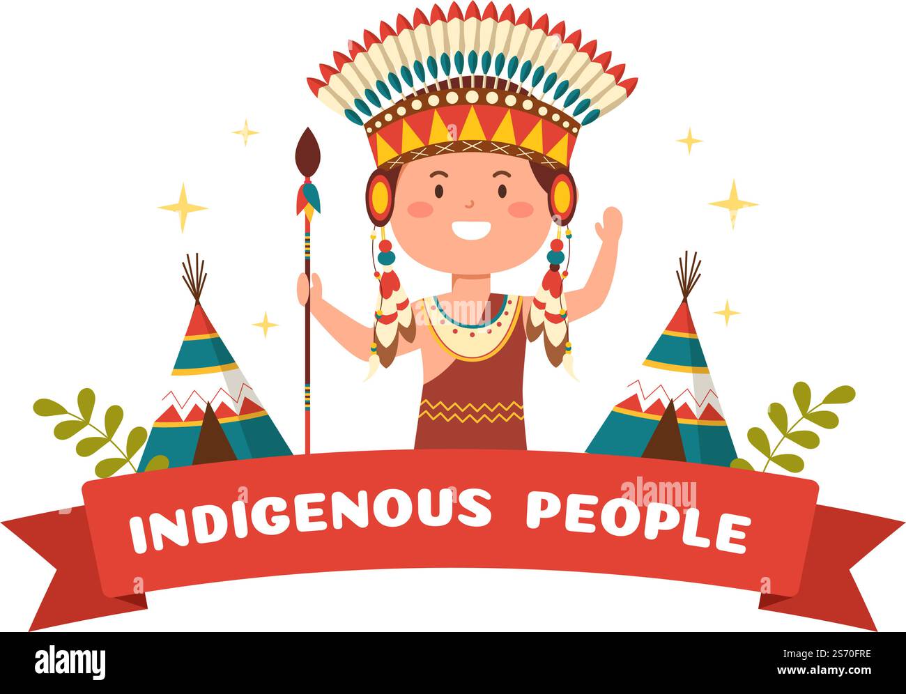 Worlds Indigenous Peoples Day on August 9 Hand Drawn Cartoon Flat ...