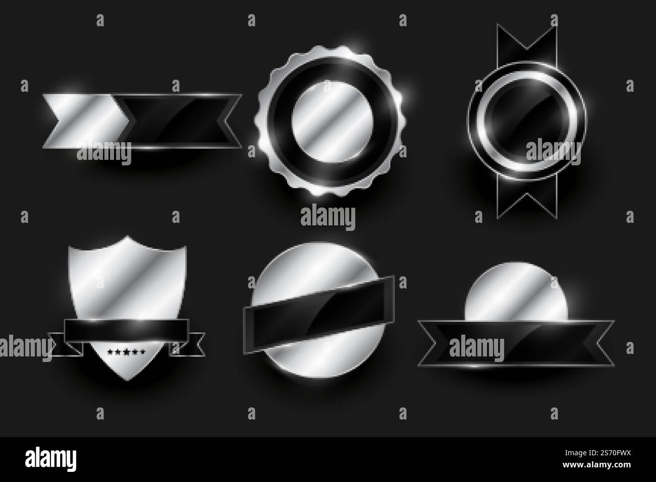 set of shiny silver labels and badges design Stock Vector Image & Art ...