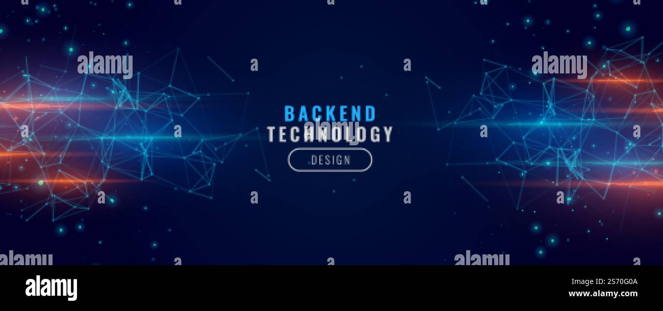 digital backend technology concept particle background design Stock ...