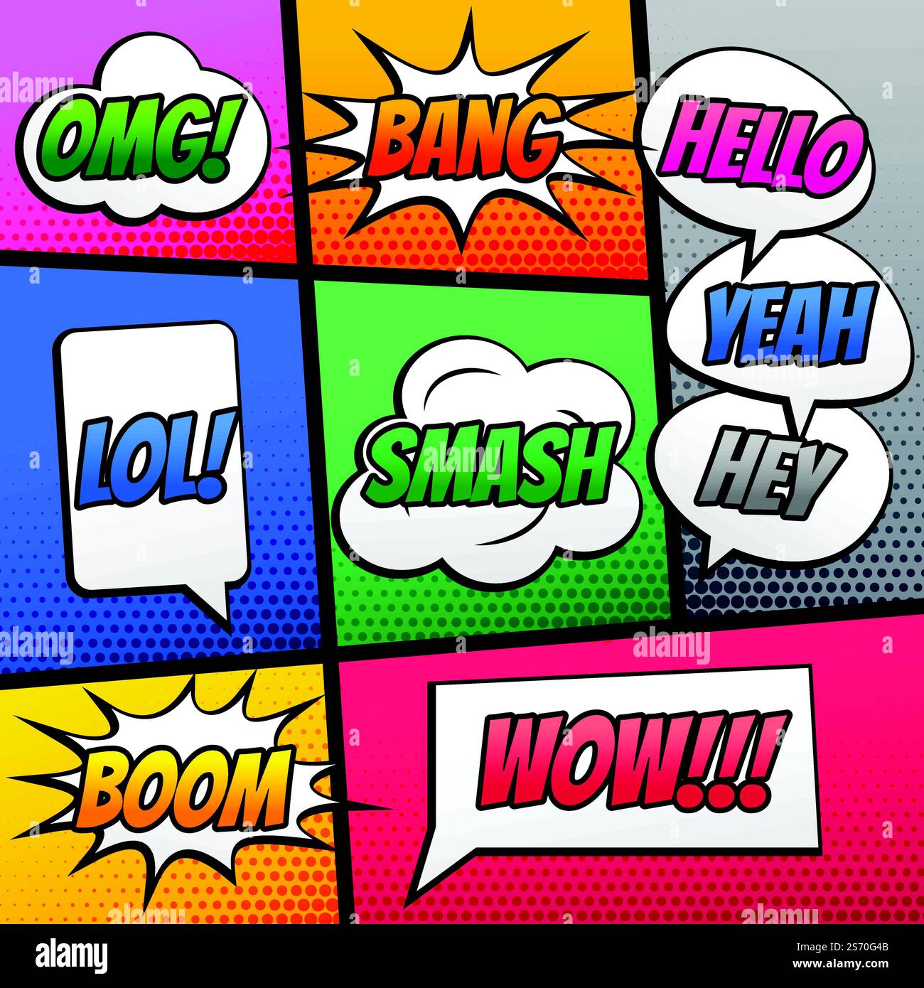 comic text speech expression effect on book strip Stock Vector Image ...