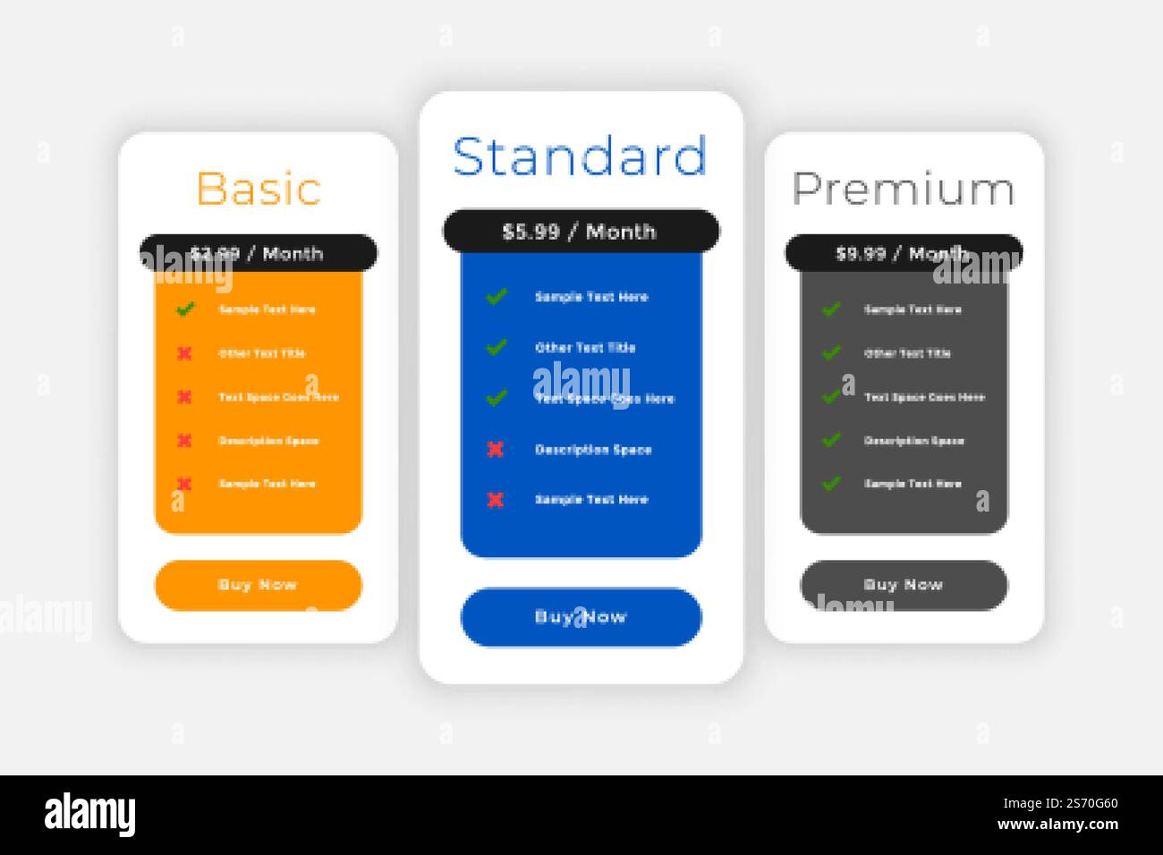 subscription plans and pricing comparision web template Stock Vector ...
