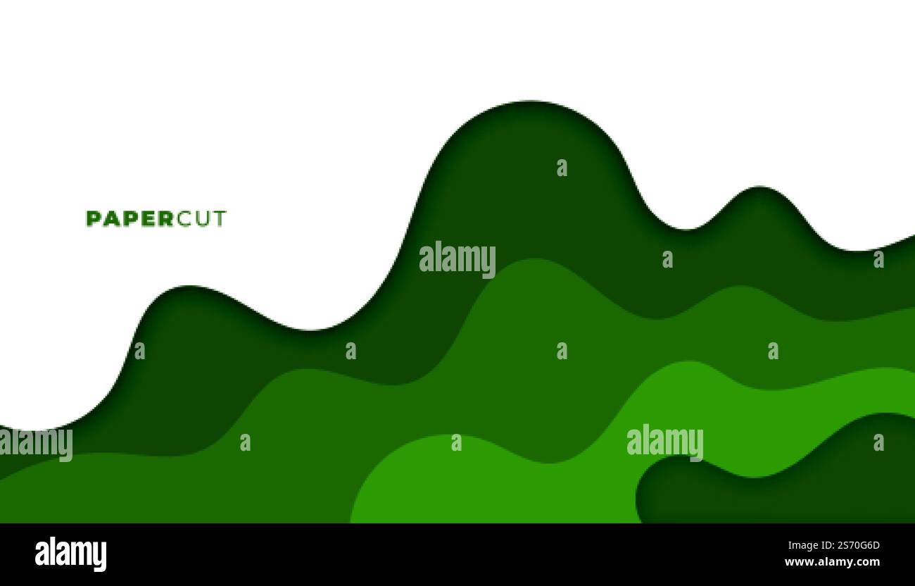abstract green papercut style background design Stock Vector Image ...