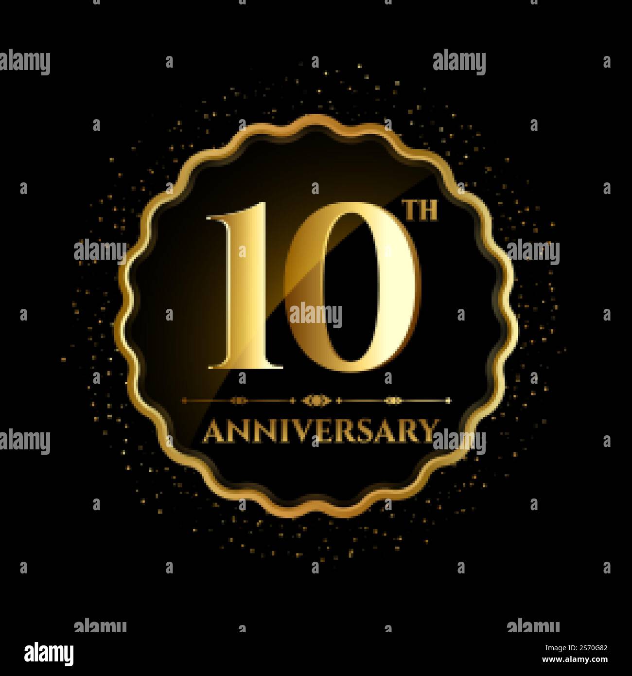 tenth year anniversary celebration logotype concept label design Stock ...