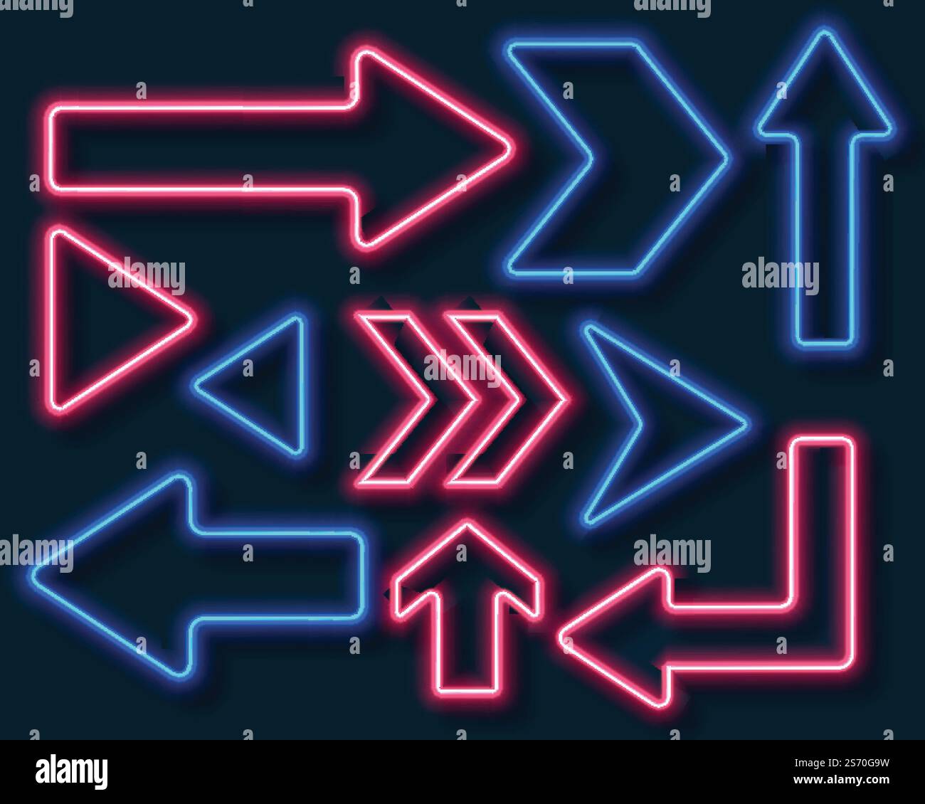 neon style directional arrows in red and blue color Stock Vector Image ...