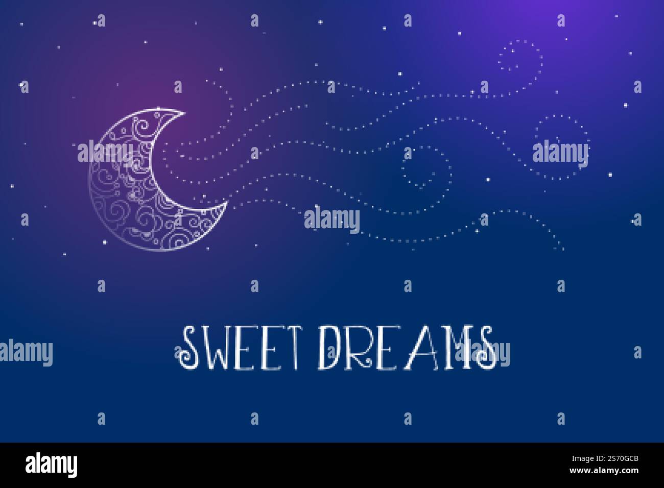 dreamy magical sweet dreams background with decorative moon Stock ...