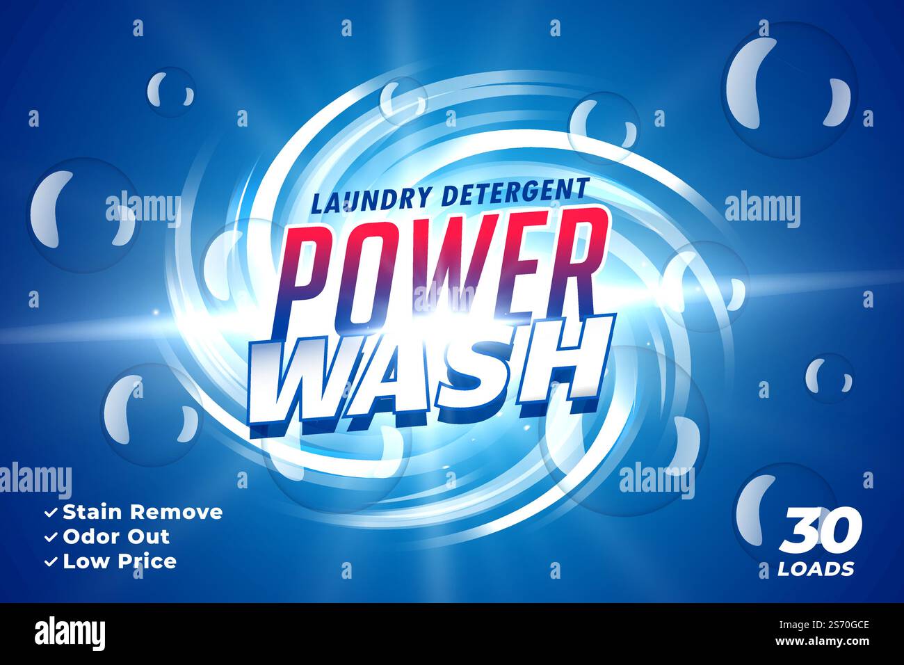 laundry detergent power wash packaging advertising concept design Stock ...