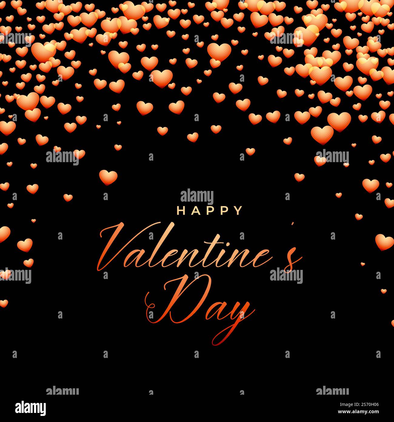 black background with falling hearts valentines day Stock Vector Image ...