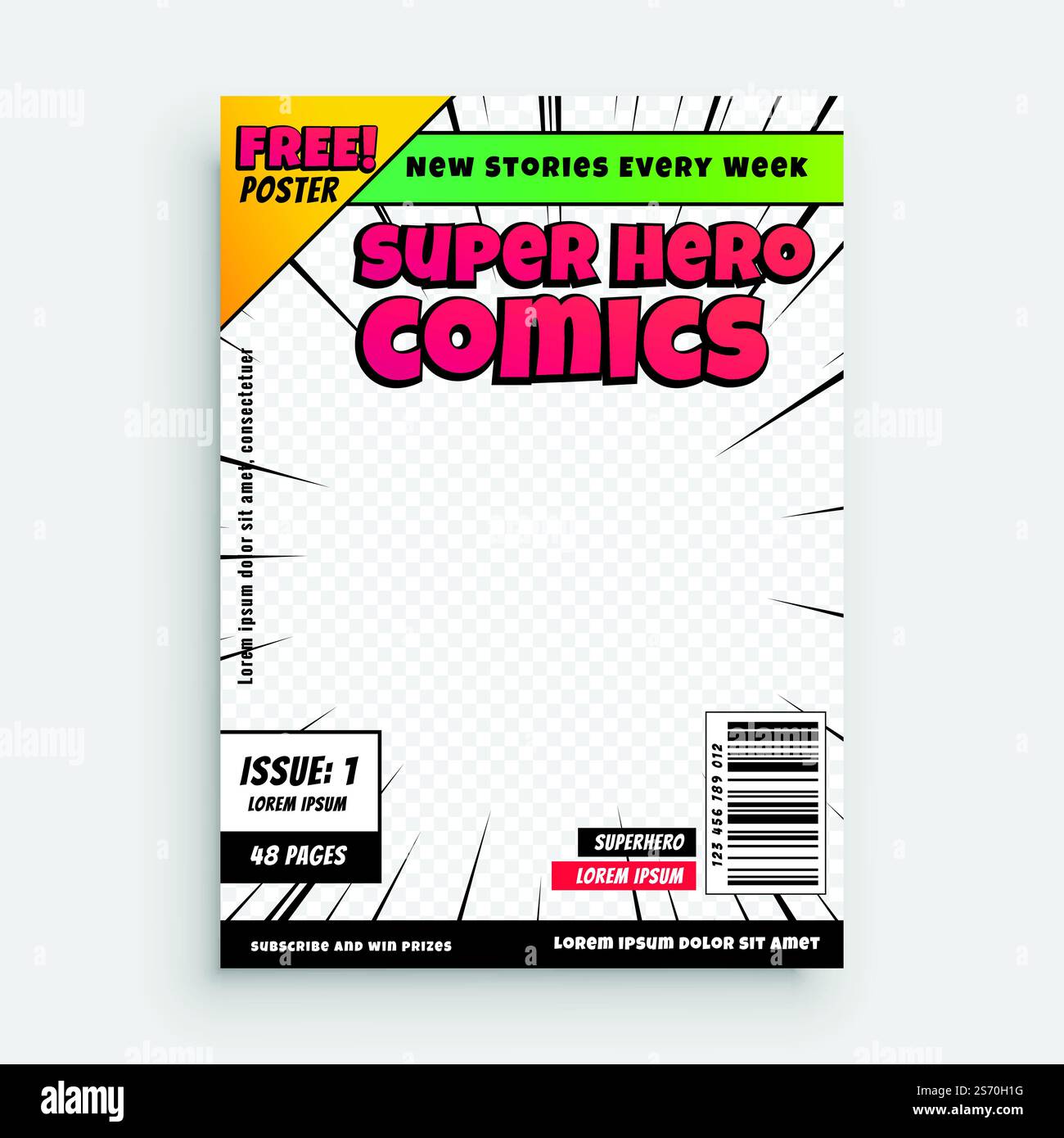 super comics cover page template design background Stock Vector Image ...