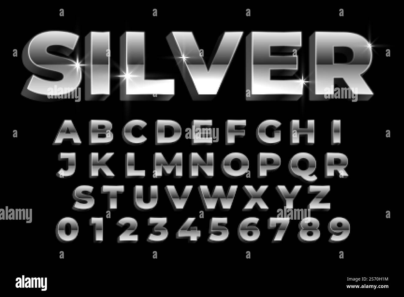 shiny silver alphabets and numbers set text effect design Stock Vector Image & Art - Alamy