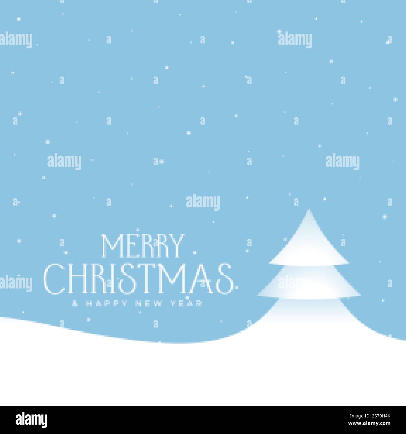 merry christmas card with tree and falling snow Stock Vector Image ...