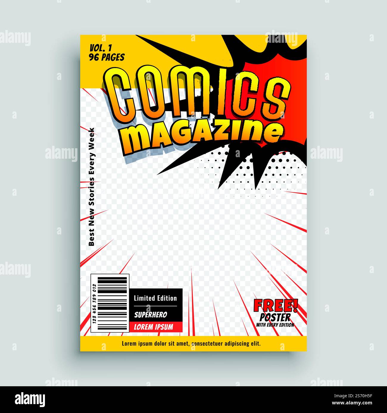 comic magazine presentation book cover template design Stock Vector ...
