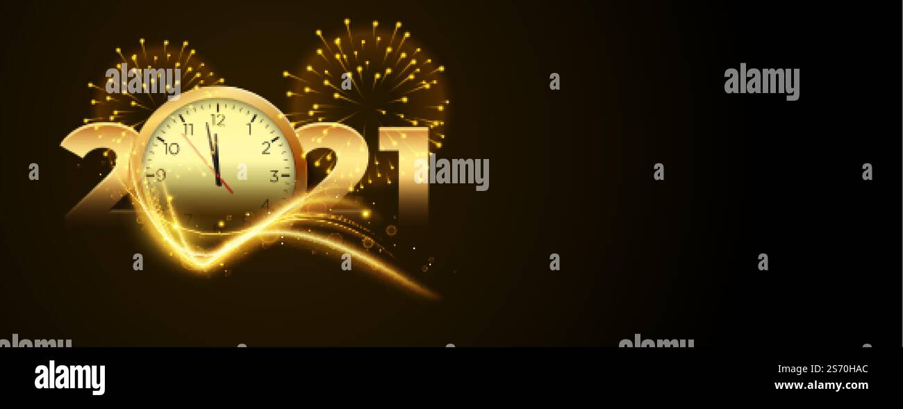 Countdown for new year 2020 with clock and firework Stock Vector Image ...