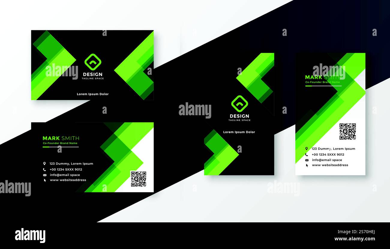 stylish green business card design template set Stock Vector Image ...