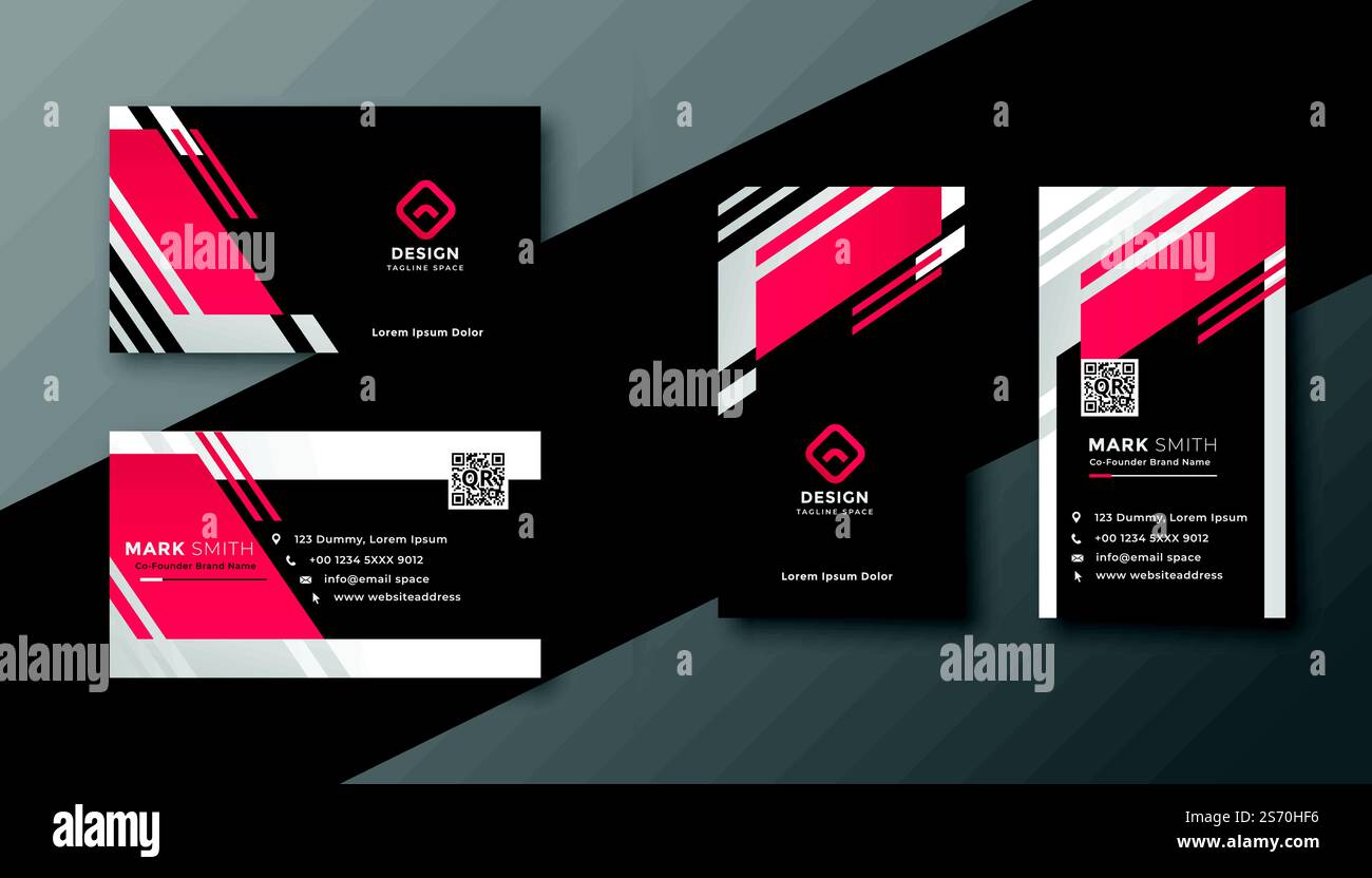 red color geometric business card design template Stock Vector Image ...