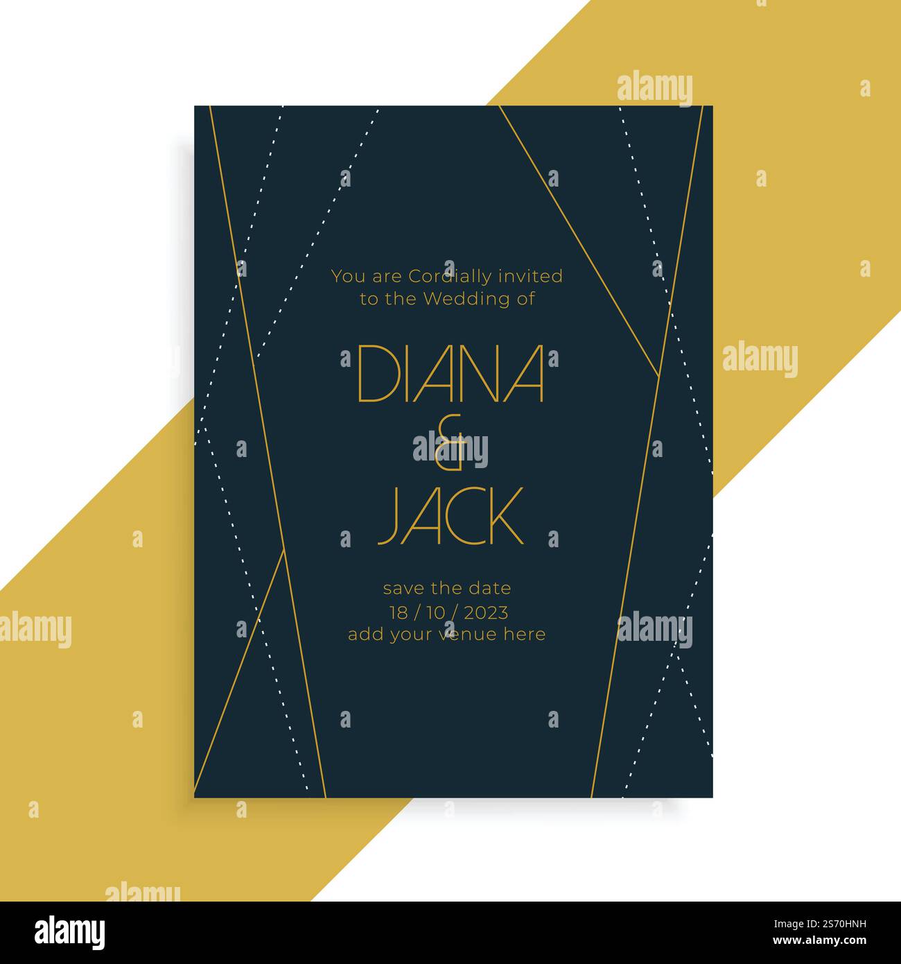 geometric line style wedding invitation dark template design Stock ...