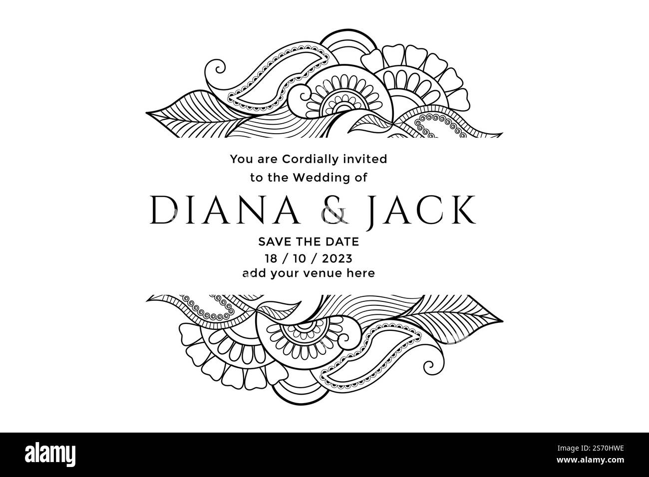 mehndi floral decoration wedding card design Stock Vector Image & Art ...