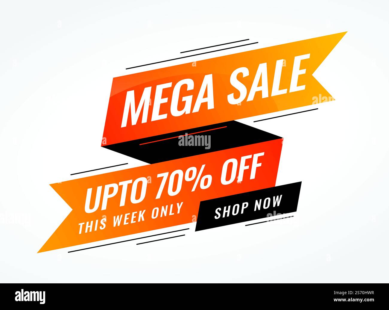 Orange ribbon sale banner Stock Vector Images - Alamy