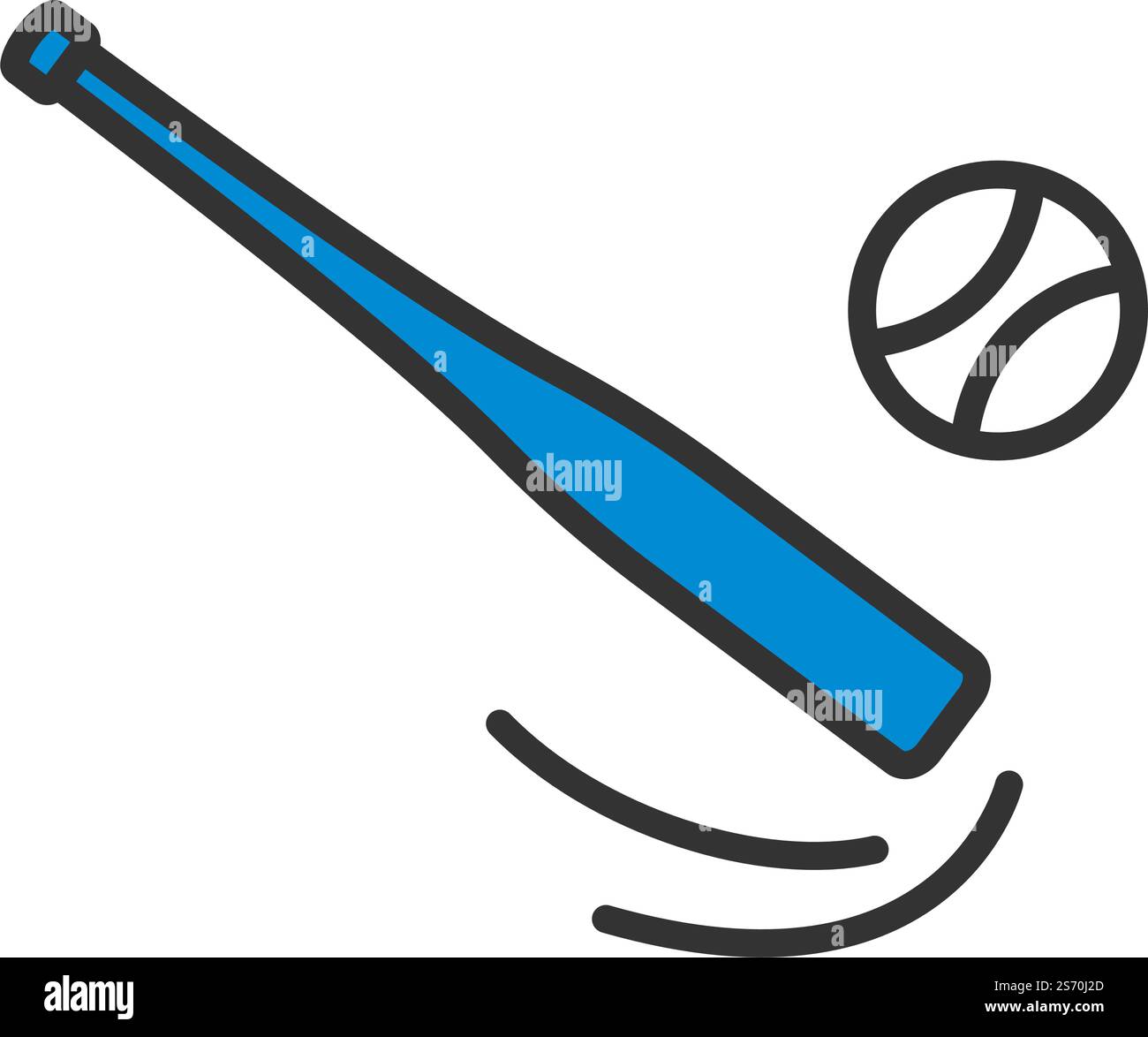 Baseball But Hits To Ball Icon. Editable Bold Outline With Color Fill ...