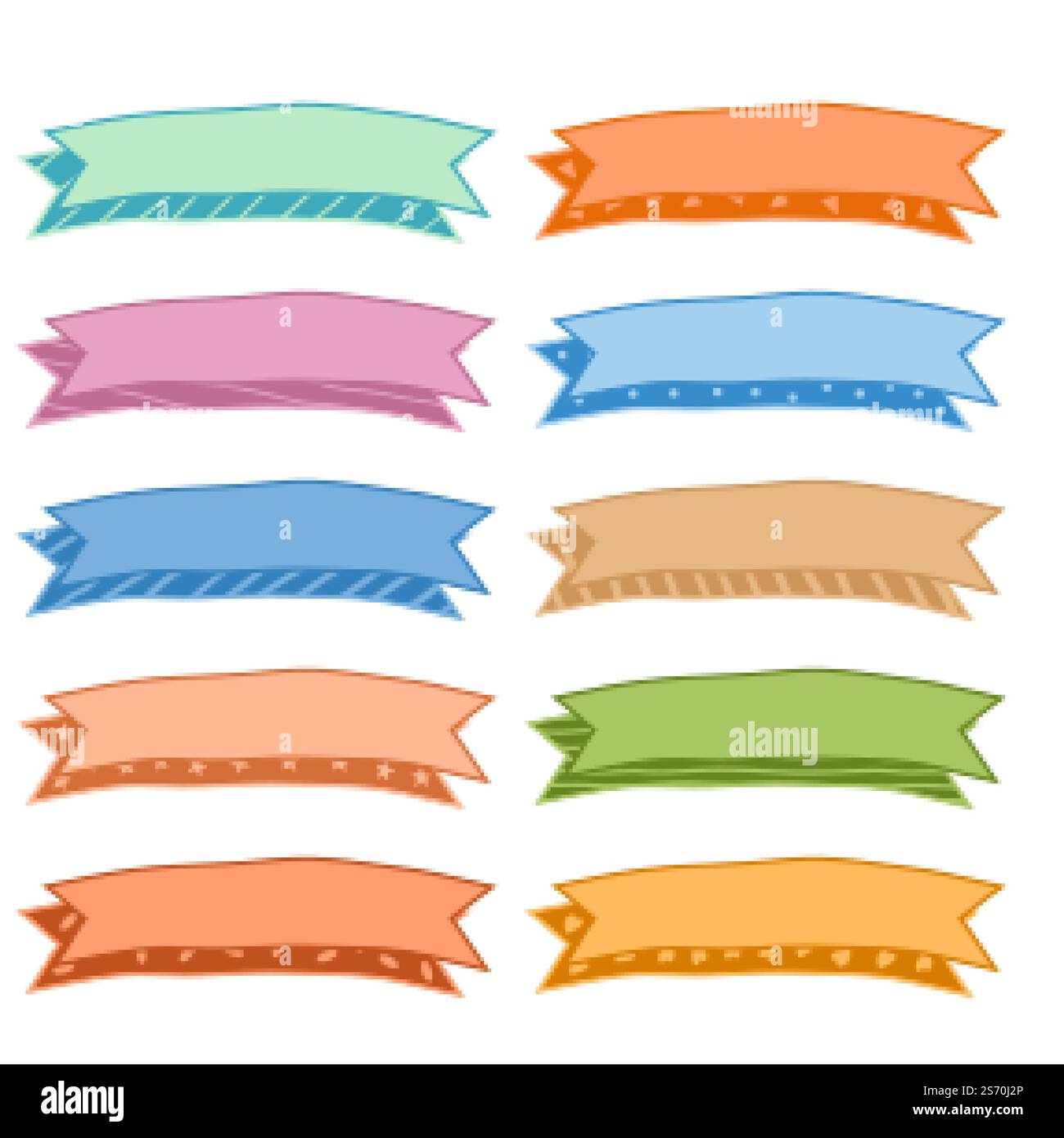 hand drawn colorful classic ribbons set of ten Stock Vector Image & Art ...