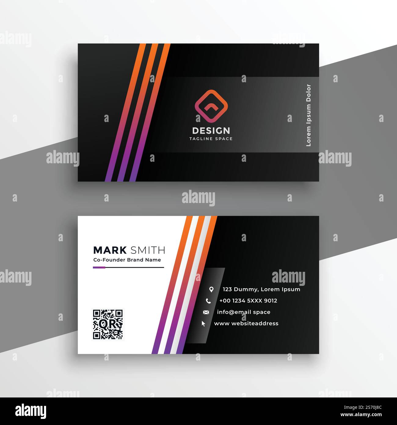 abstract black visiting card with colorful lines Stock Vector Image ...