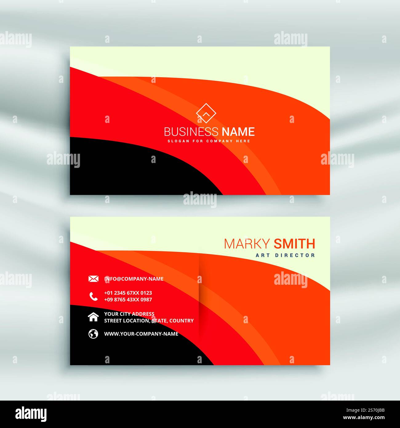 abstract orange color business card design template Stock Vector Image ...