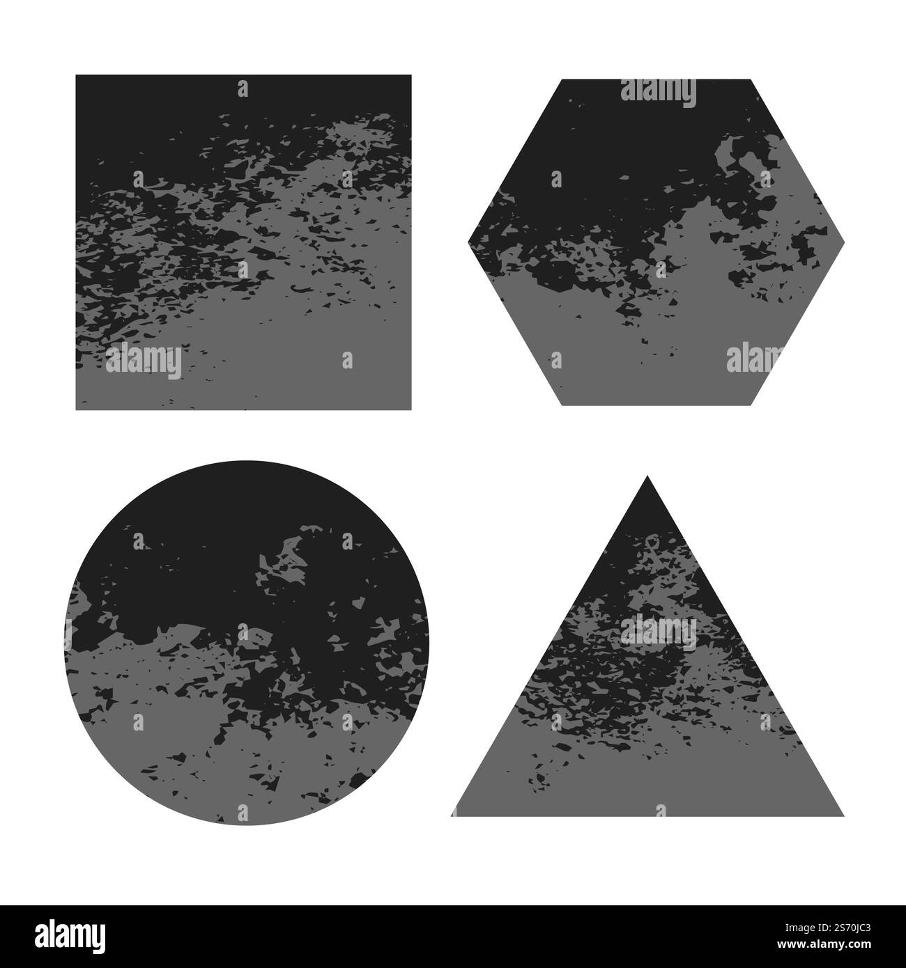 geometric dirty grunge distressed shapes background set Stock Vector ...