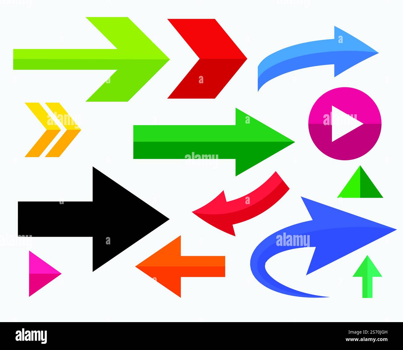 directional arrows set in many colors and shapes Stock Vector Image ...