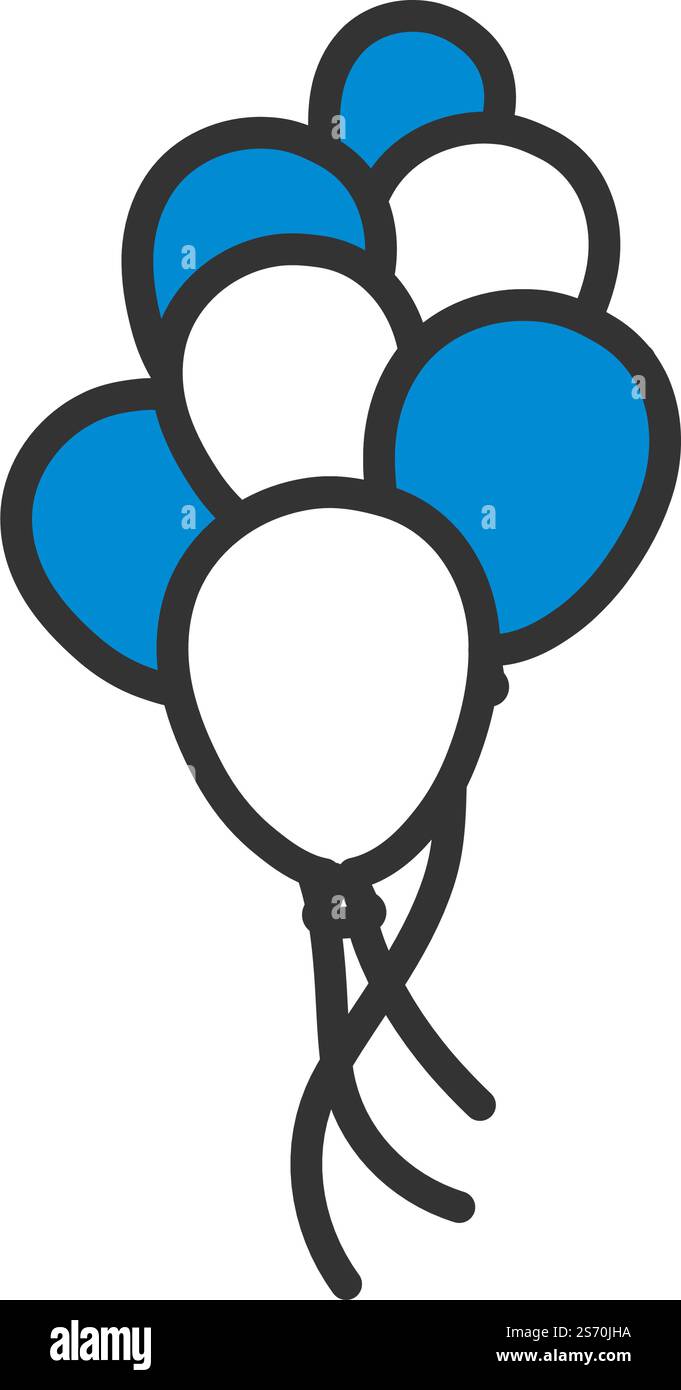 Party Balloons And Stars Icon. Editable Bold Outline With Color Fill ...